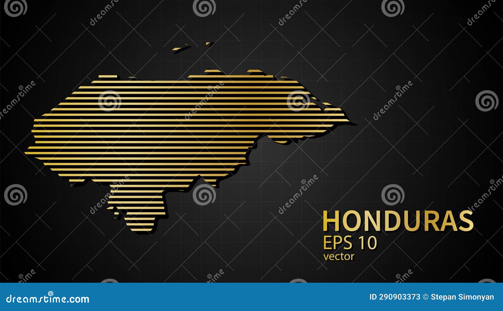 Vector Gold Map of Honduras, Futuristic Modern Website Background or ...