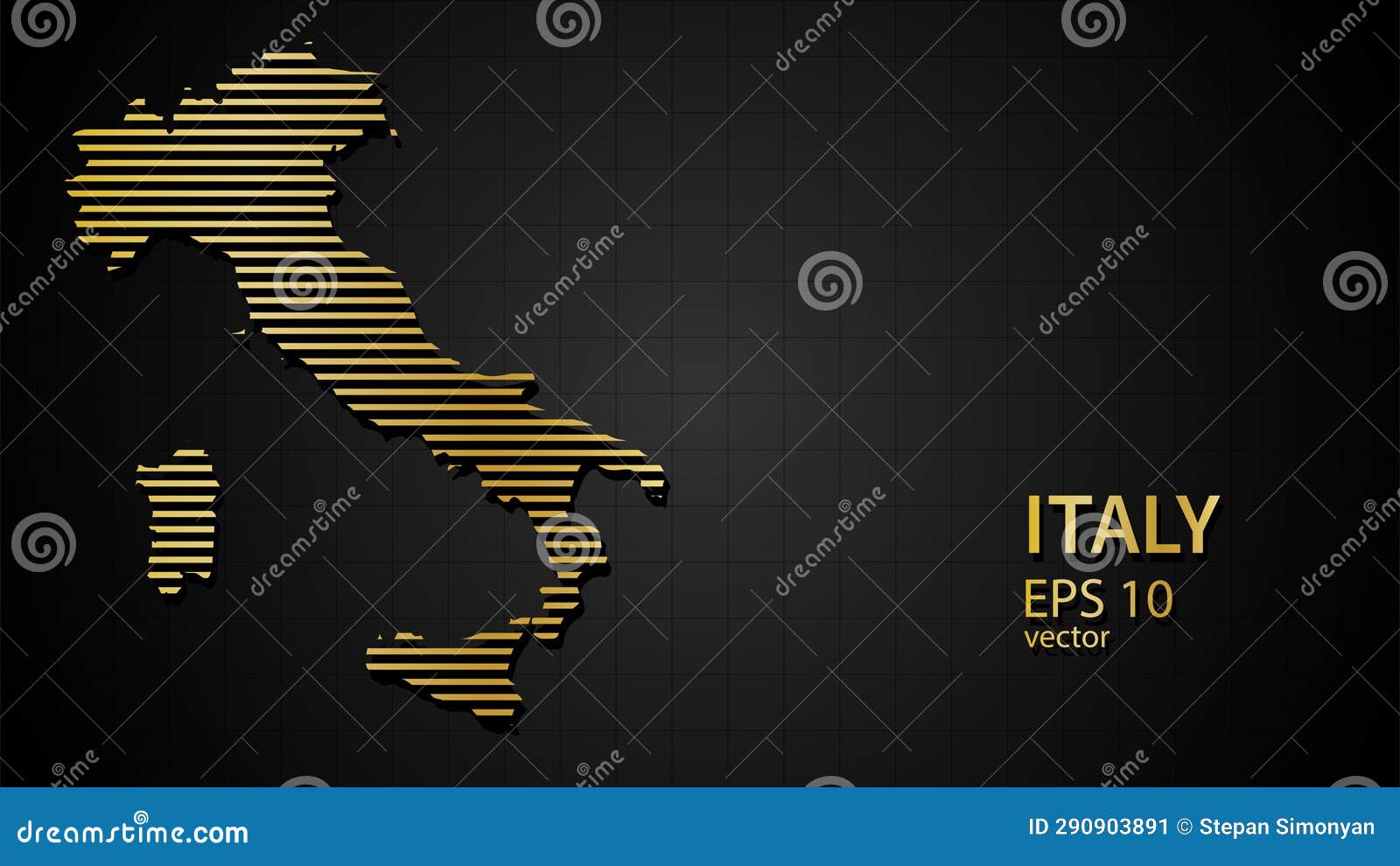 Vector Gold Map of Italy, Futuristic Modern Website Background or Cover ...