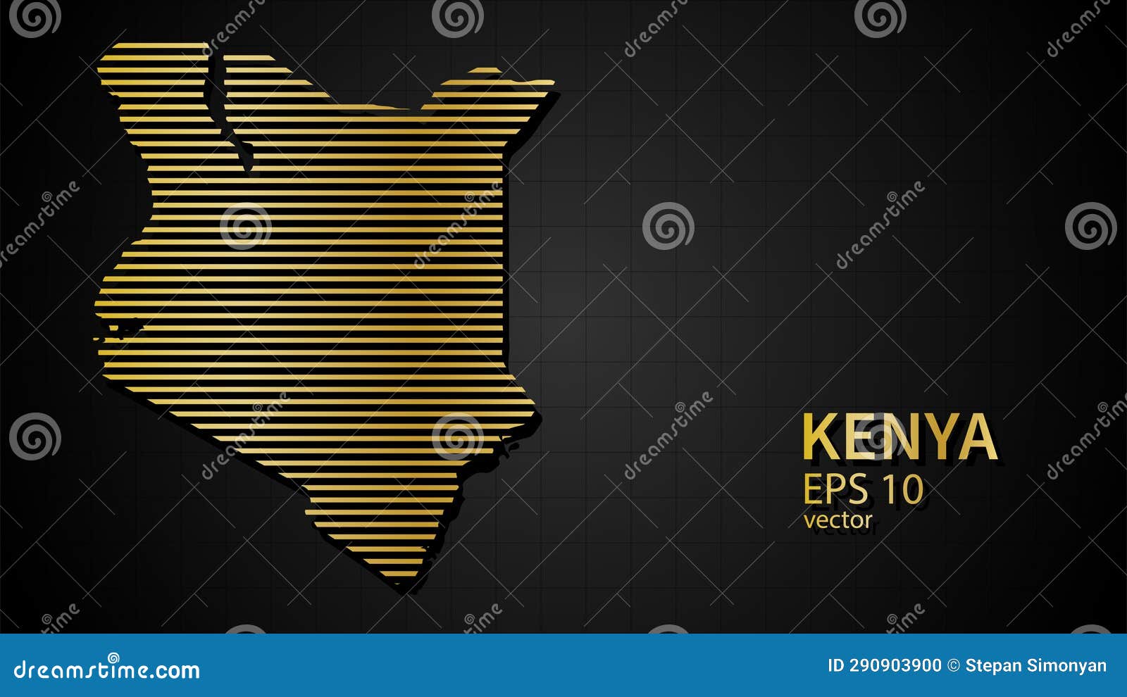 Vector Gold Map of Kenya, Futuristic Modern Website Background or Cover ...