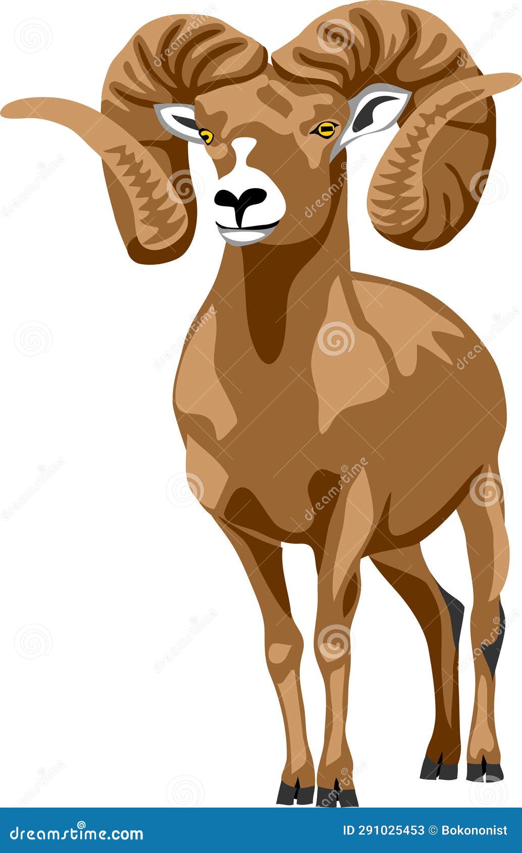 Vector Of Bighorn Ram Head On White Background. Easy Editable Layered ...