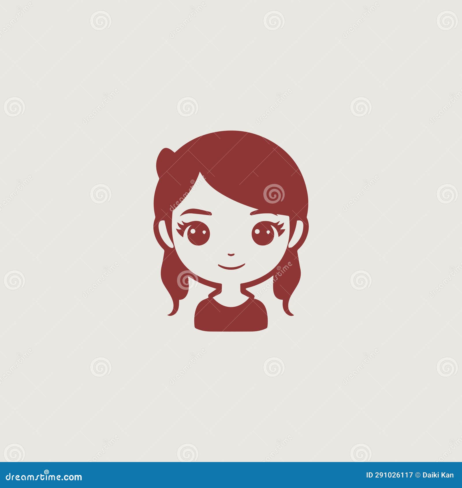 A Cute Icon that Symbolizes an Asian Girl Stock Illustration ...