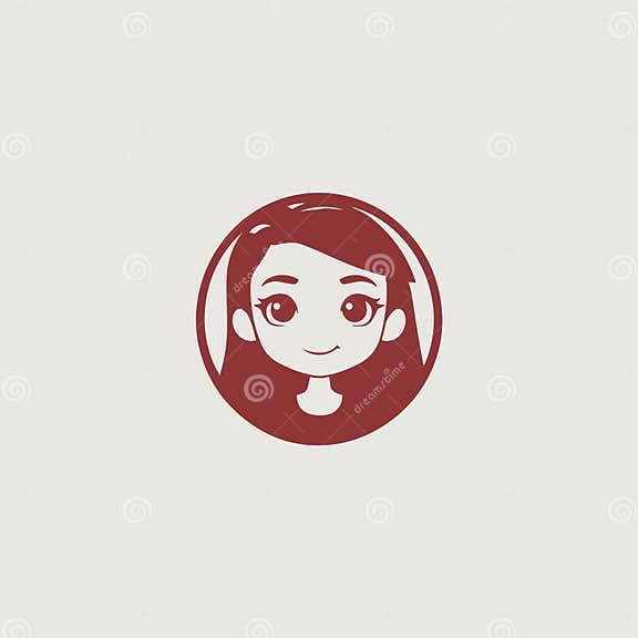 A Cute Icon that Symbolizes an Asian Girl Stock Illustration ...