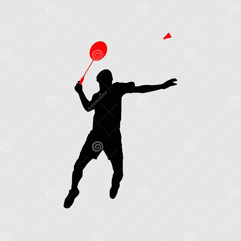 Silhouette of Badminton Player in High Detailed Vector. Minimal Symbol ...