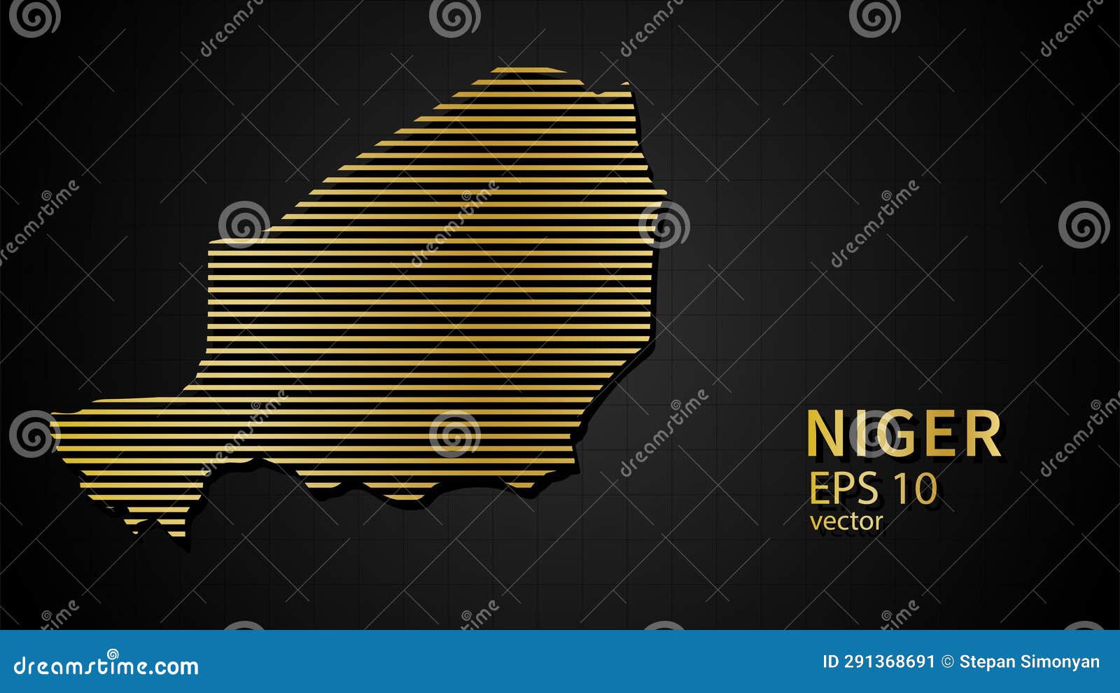Vector Gold Map of Niger, Futuristic Modern Website Background or Cover ...