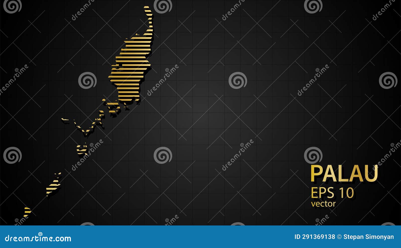 Vector Gold Map of Palau, Futuristic Modern Website Background or Cover ...