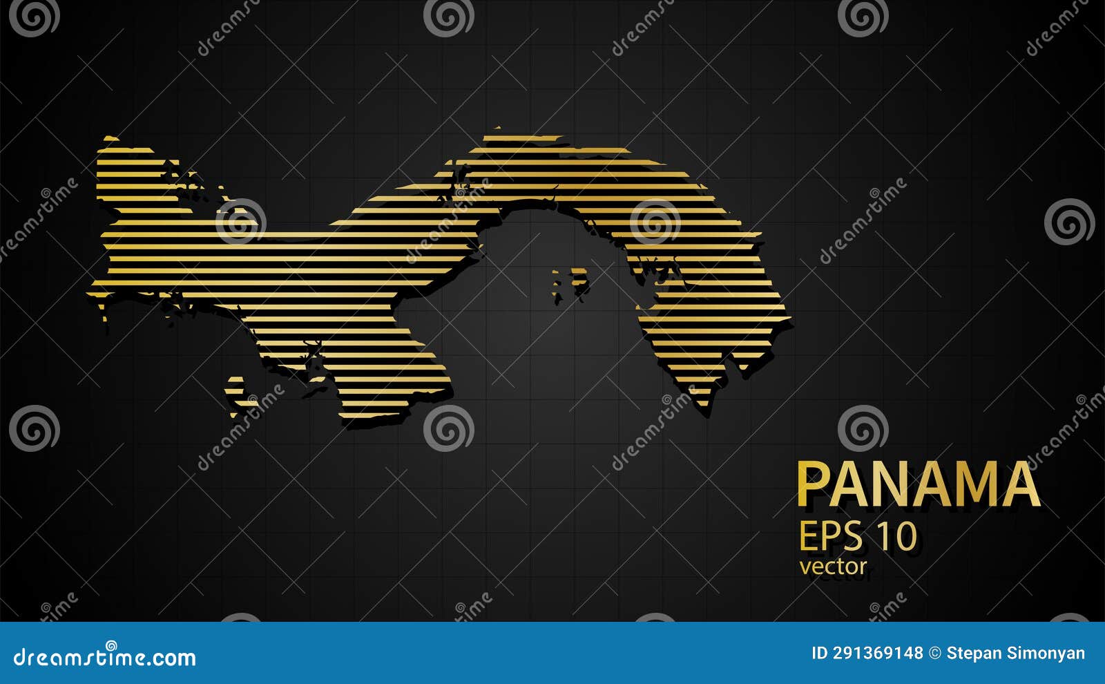 Vector Gold Map of Panama, Futuristic Modern Website Background or ...