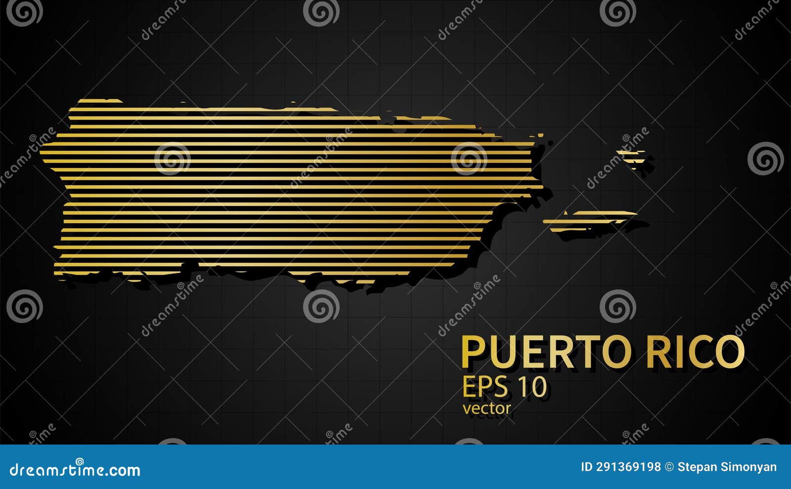 Vector Gold Map of Puerto Rico, Futuristic Modern Website Background or ...