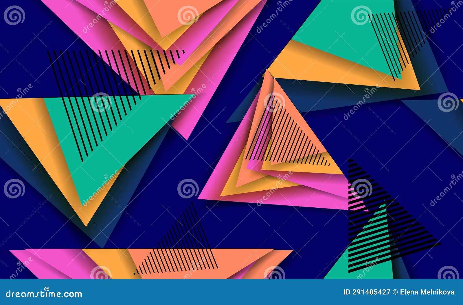 Seamless Pattern with Brightly Colored Triangles. 90s Style Stock ...
