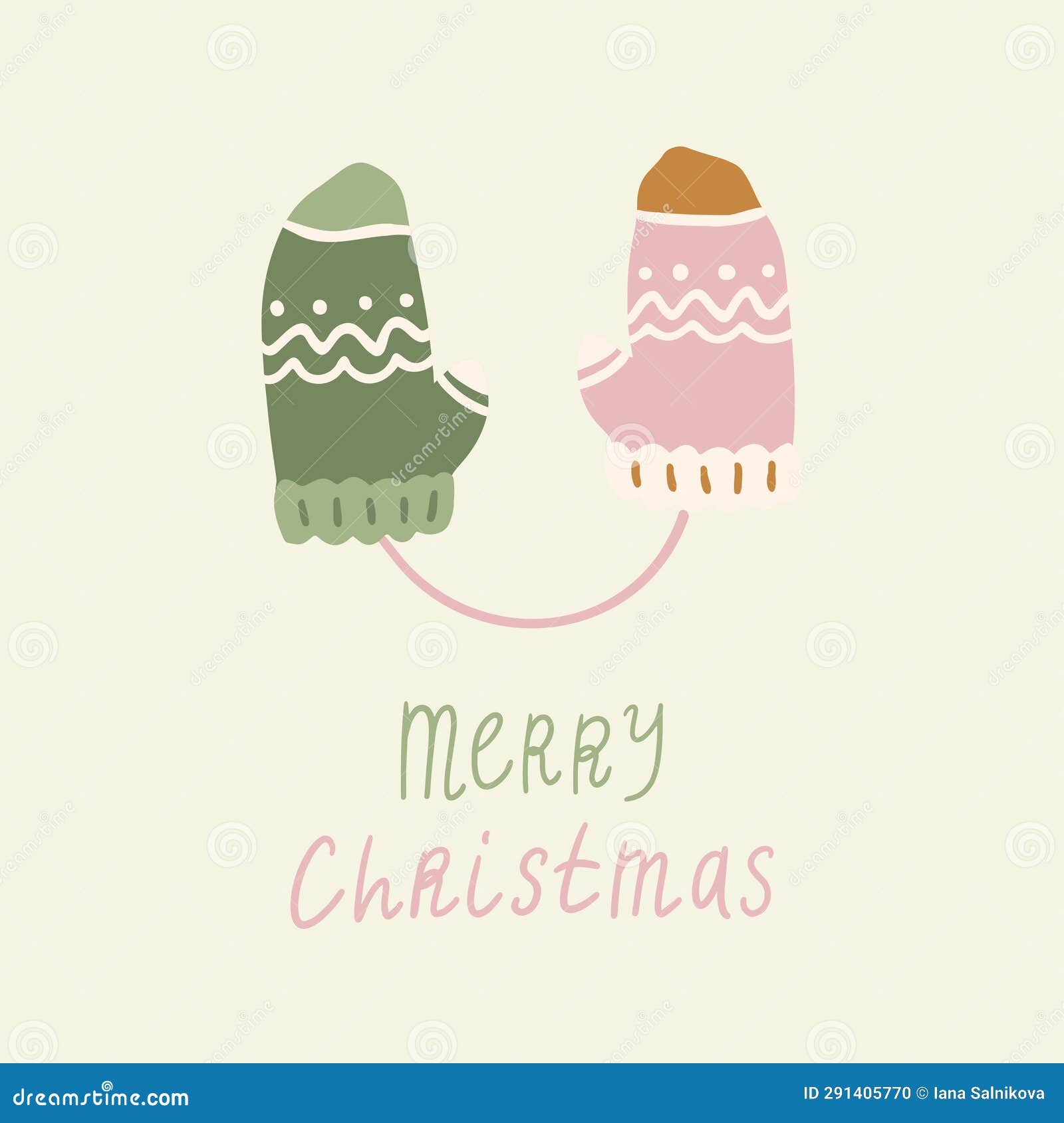 Vector Winter Merry Christmas Quote and Warm Mittens Illustration ...