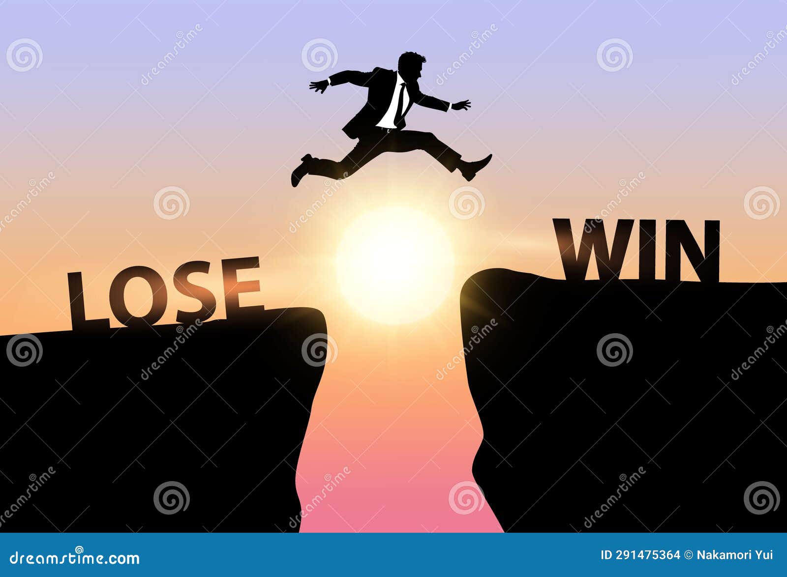Businessman Jump from Lose To Win, Businessman Hopping Over Abyss Stock ...