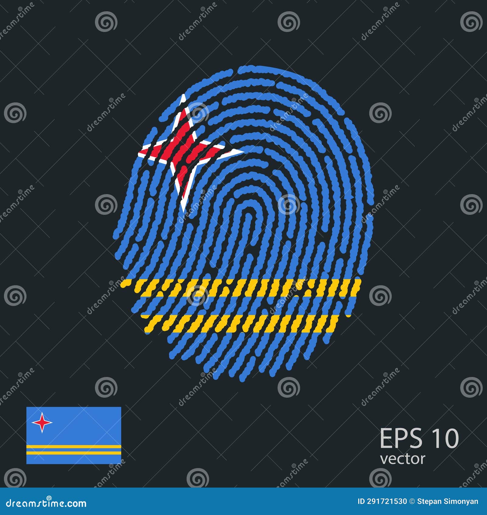 Fingerprint Vector Colored with the National Flag of Aruba.Web Stock ...