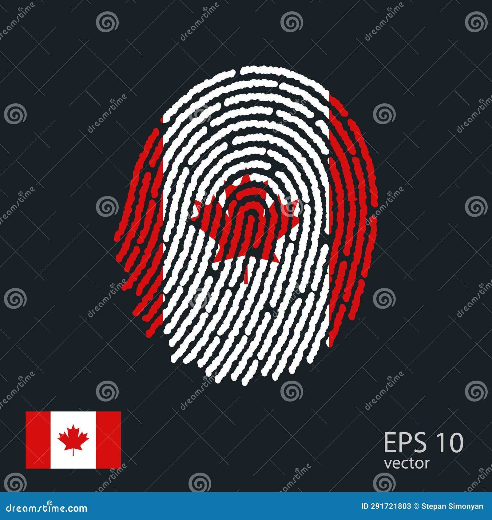 Fingerprint Vector Colored with the National Flag of Canada.Web Stock ...