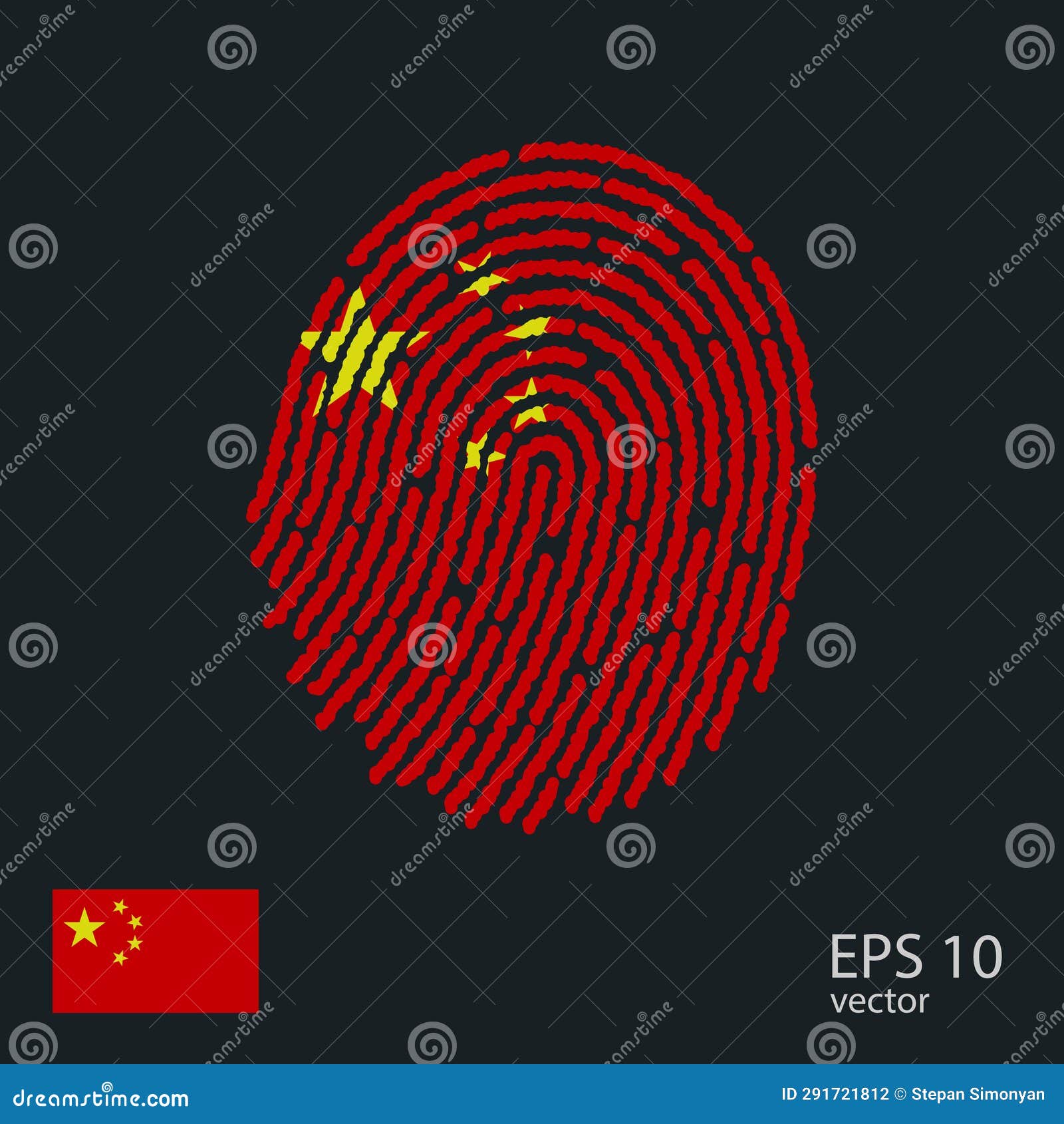 Fingerprint Vector Colored with the National Flag of China.Web Stock ...