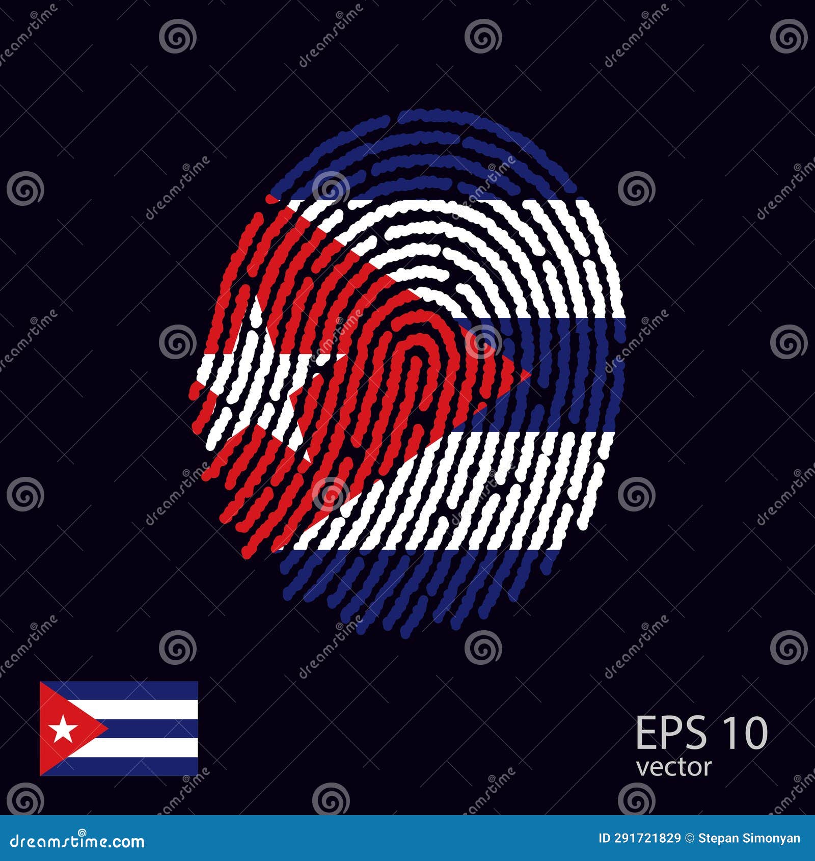 Fingerprint Vector Colored with the National Flag of Cuba.Web Stock ...
