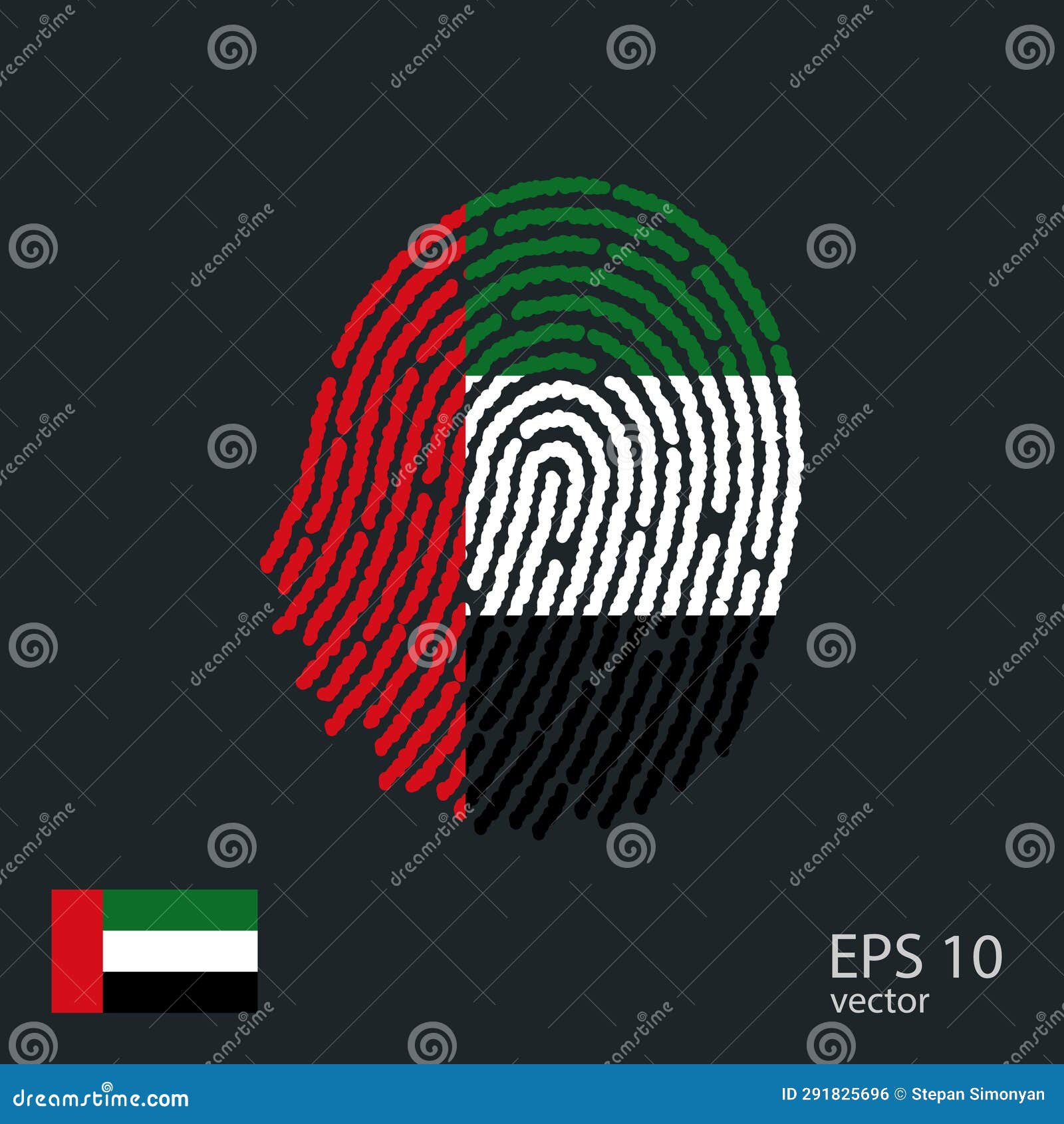 Fingerprint Vector Colored with the National Flag of Dubai.Web Stock ...