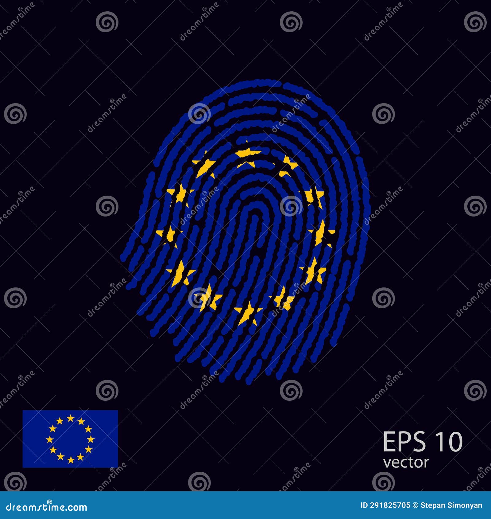 Fingerprint Vector Colored with the National Flag of European Union.Web ...