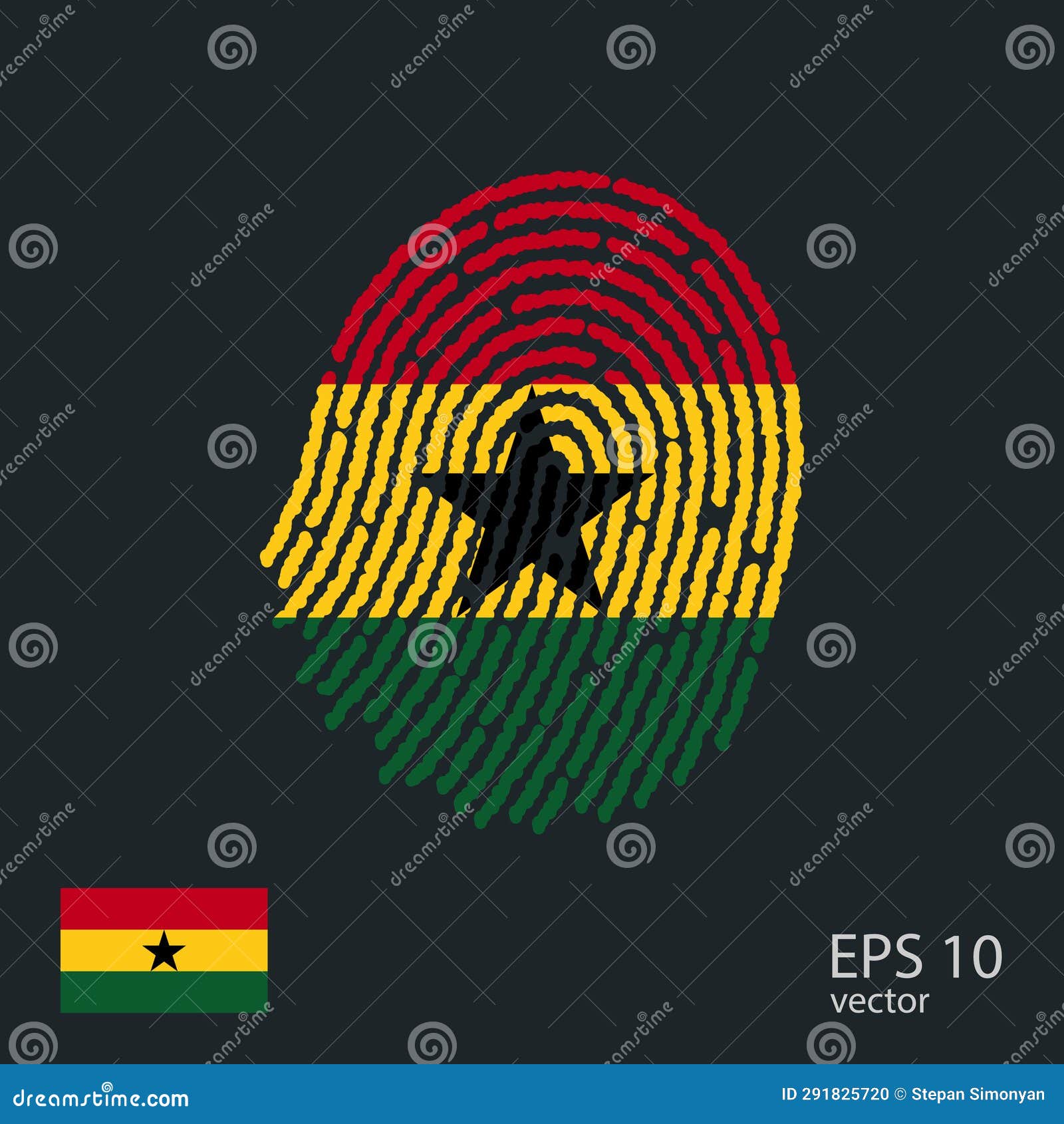 Fingerprint Vector Colored with the National Flag of GhanaWeb Stock ...