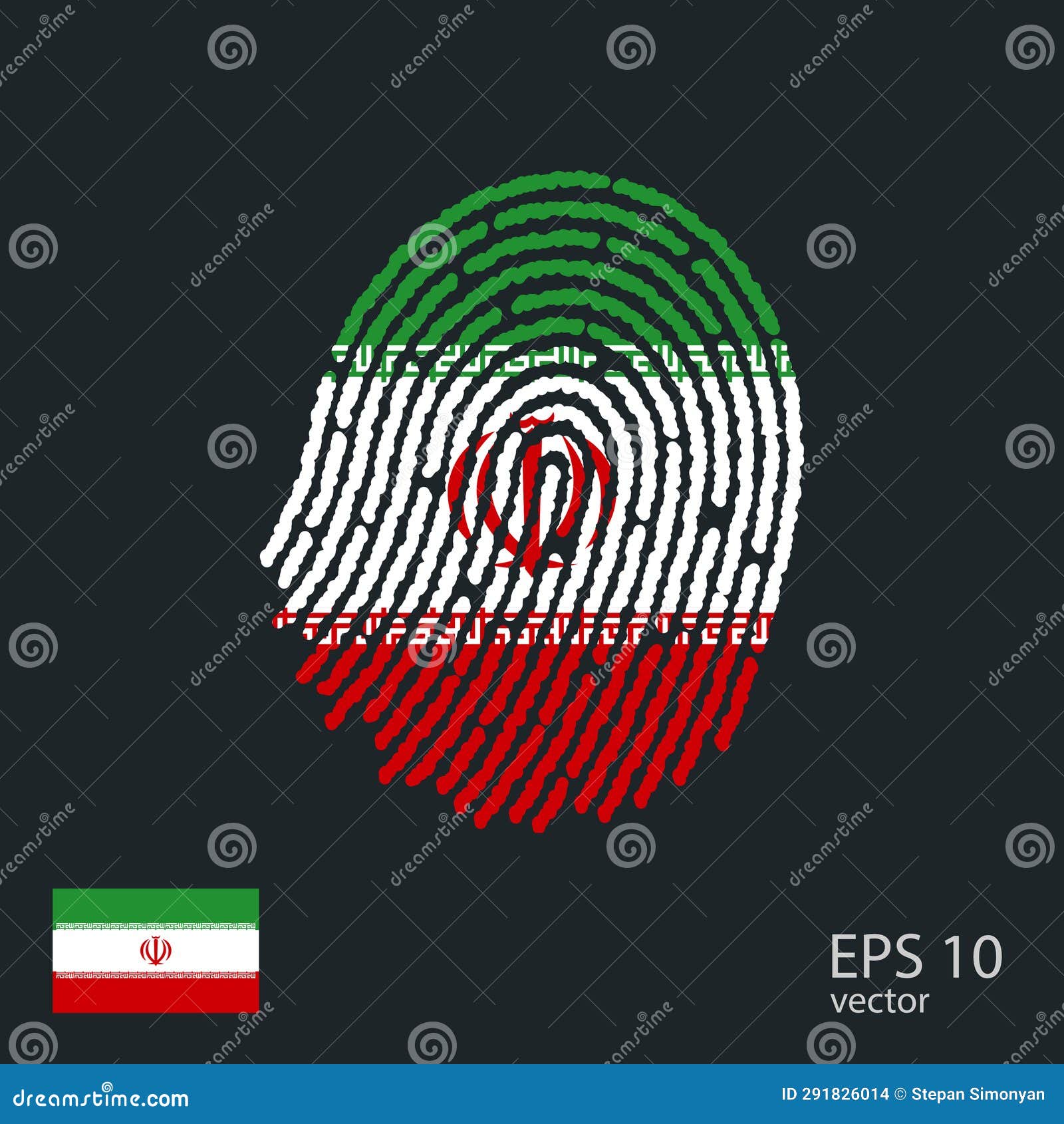Fingerprint Vector Colored with the National Flag of Iran.Web Stock ...