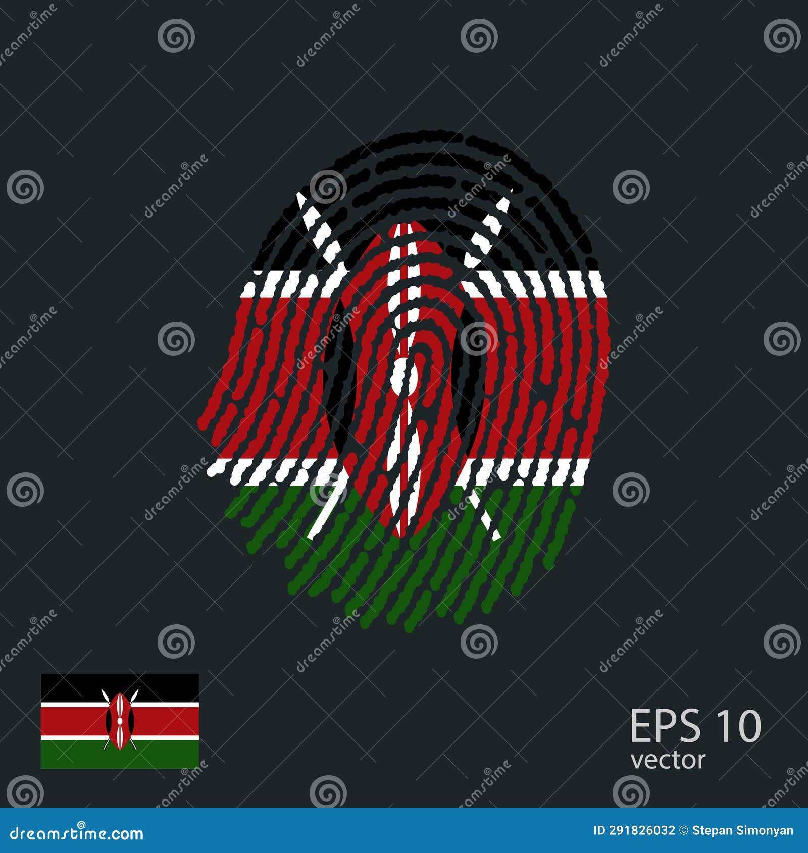 Fingerprint Vector Colored with the National Flag of KenyaWeb Stock ...