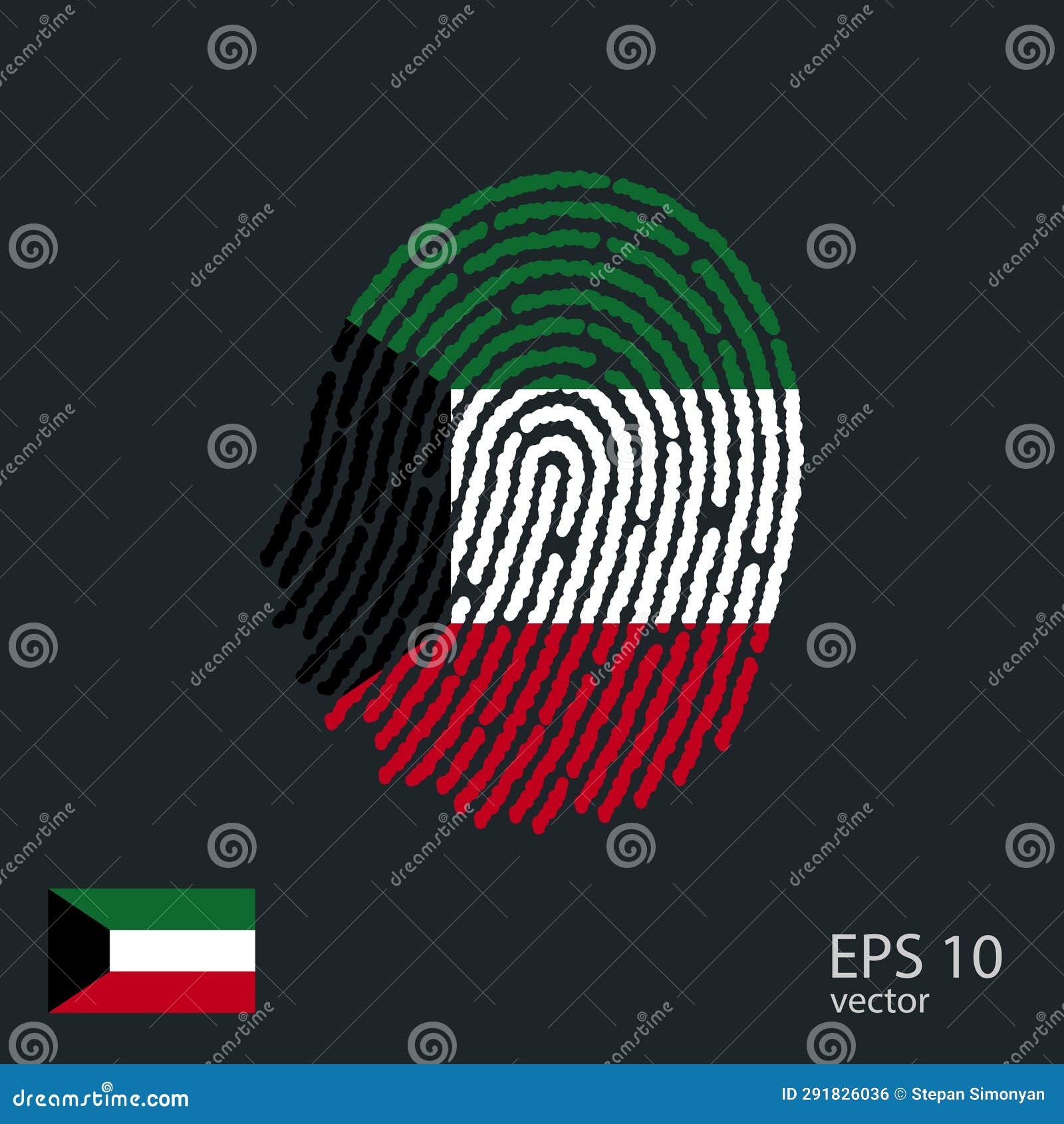 Fingerprint Vector Colored with the National Flag of Kuwait.Web Stock ...