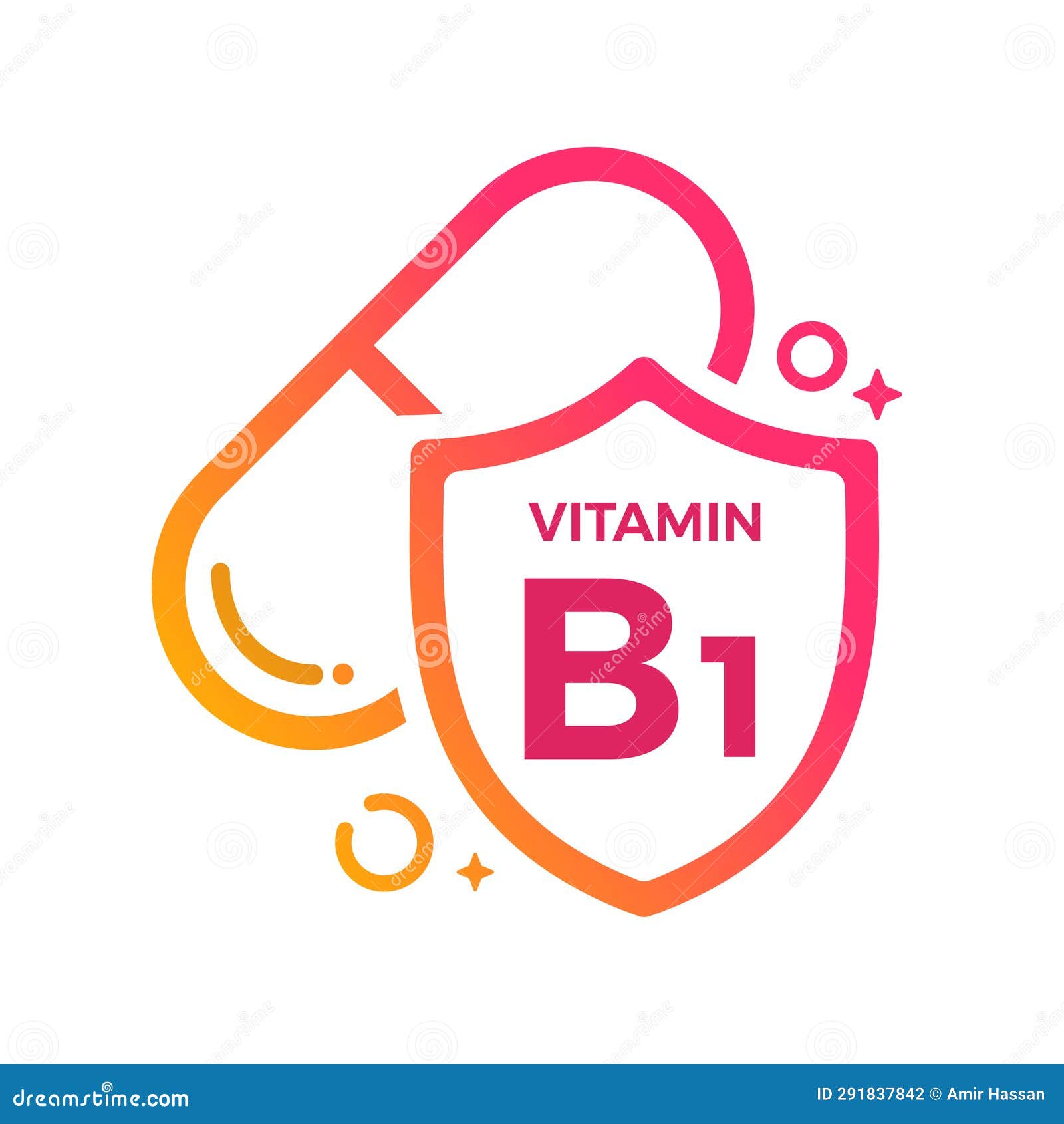 Vitamin B1 Pill Shield Icon Logo Protection, Medicine Heath Vector ...