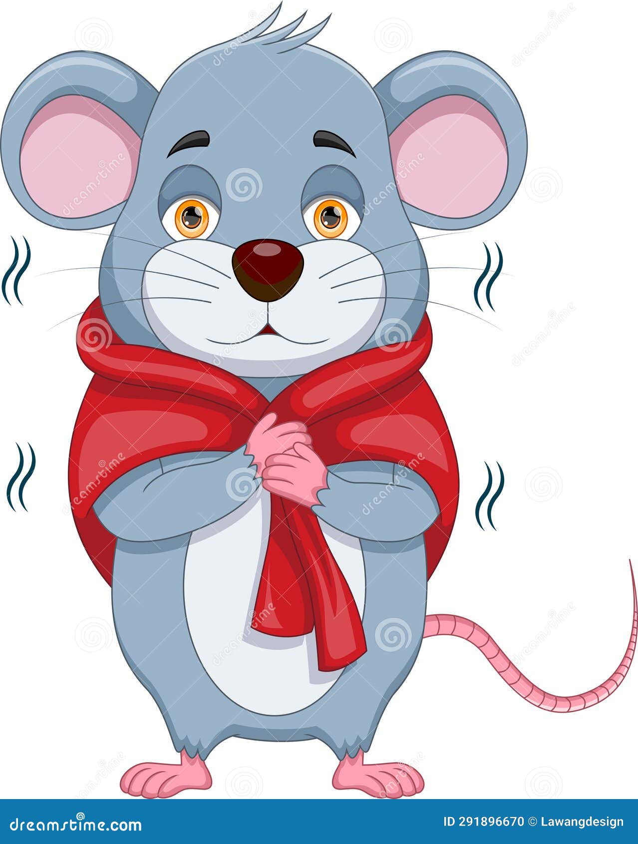 Mouse Has a Fever and is Shivering with Cold Cartoon Stock Vector ...