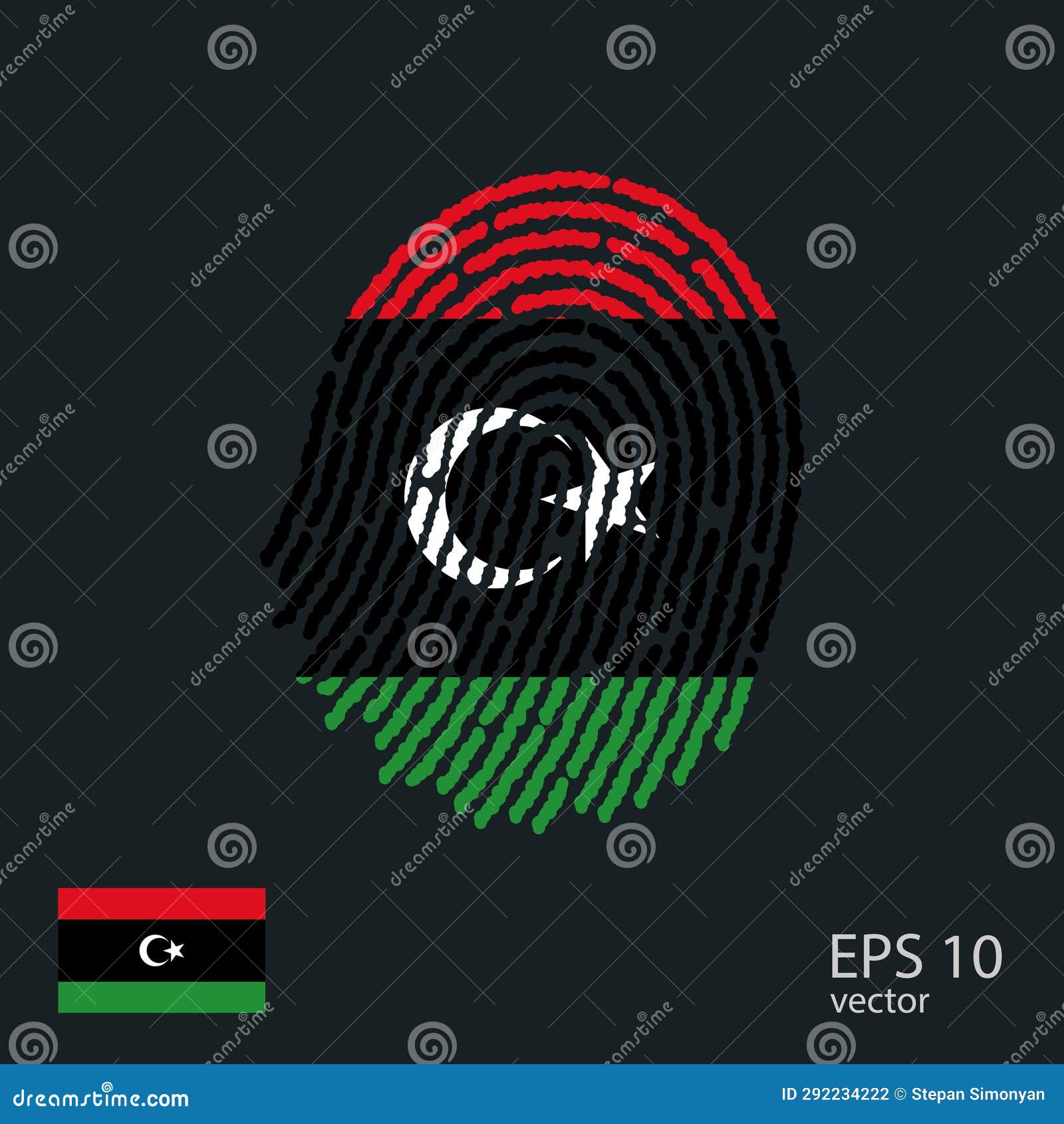 Fingerprint Vector Colored with the National Flag of Libya.Web Stock ...