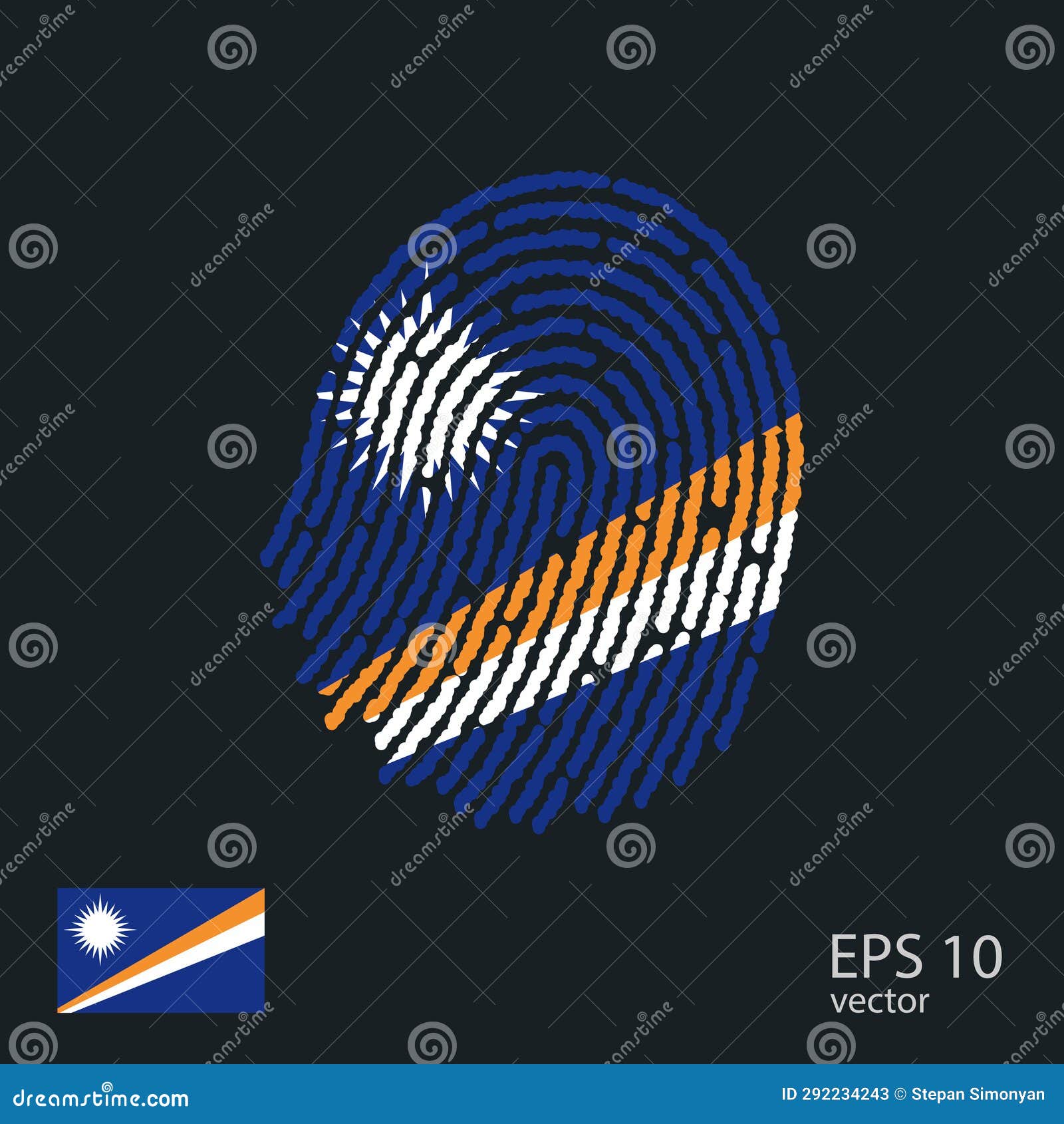 Fingerprint Vector Colored with the National Flag of Marshall Island ...