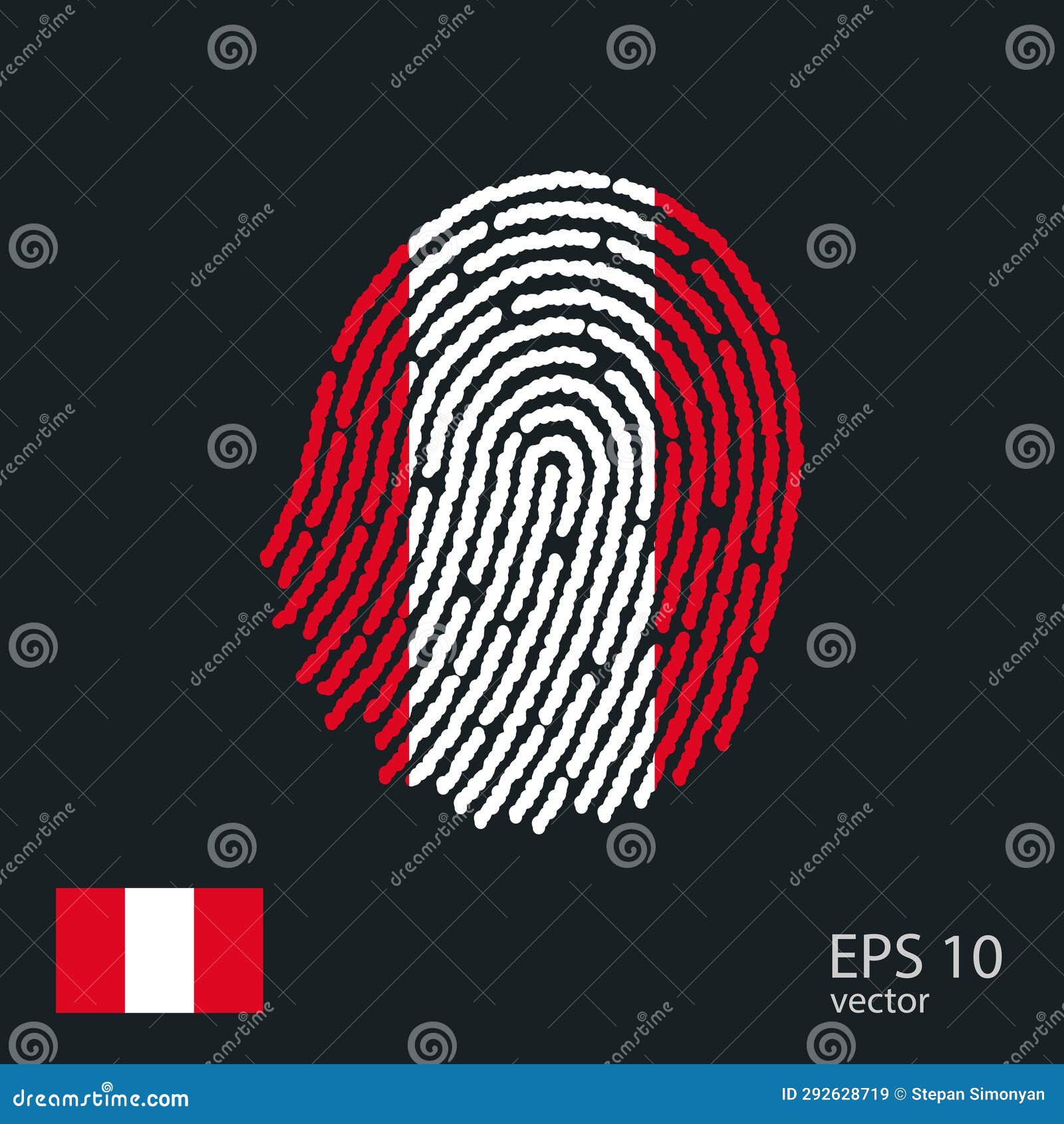 Vector Fingerprint Colored with the National Flag of Peru.Web Stock ...