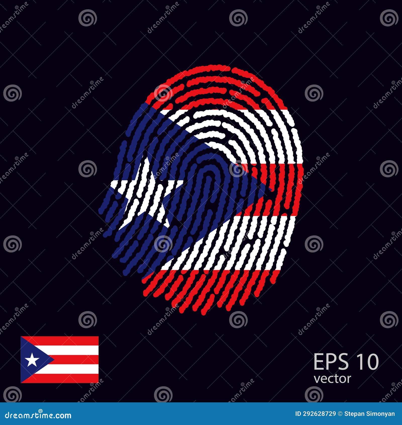 Vector Fingerprint Colored with the National Flag of Puerto Rico.Web ...