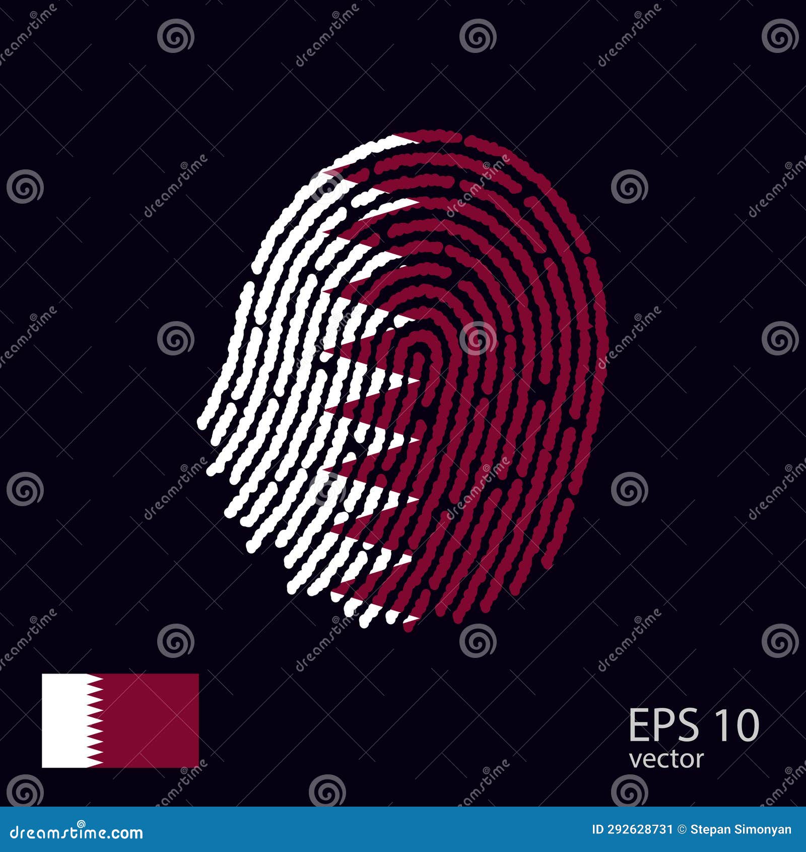 Vector Fingerprint Colored with the National Flag of Qatar.Web Stock ...