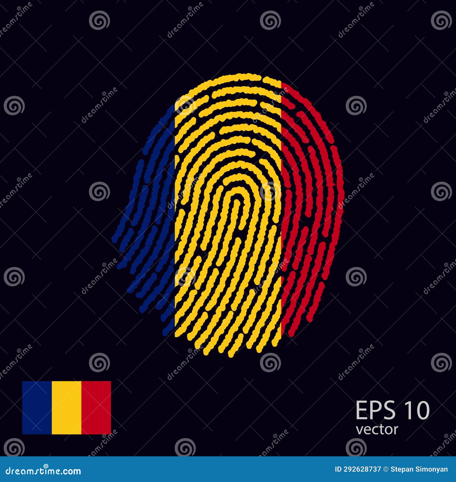 Vector Fingerprint Colored with the National Flag of Romania.Web Stock ...