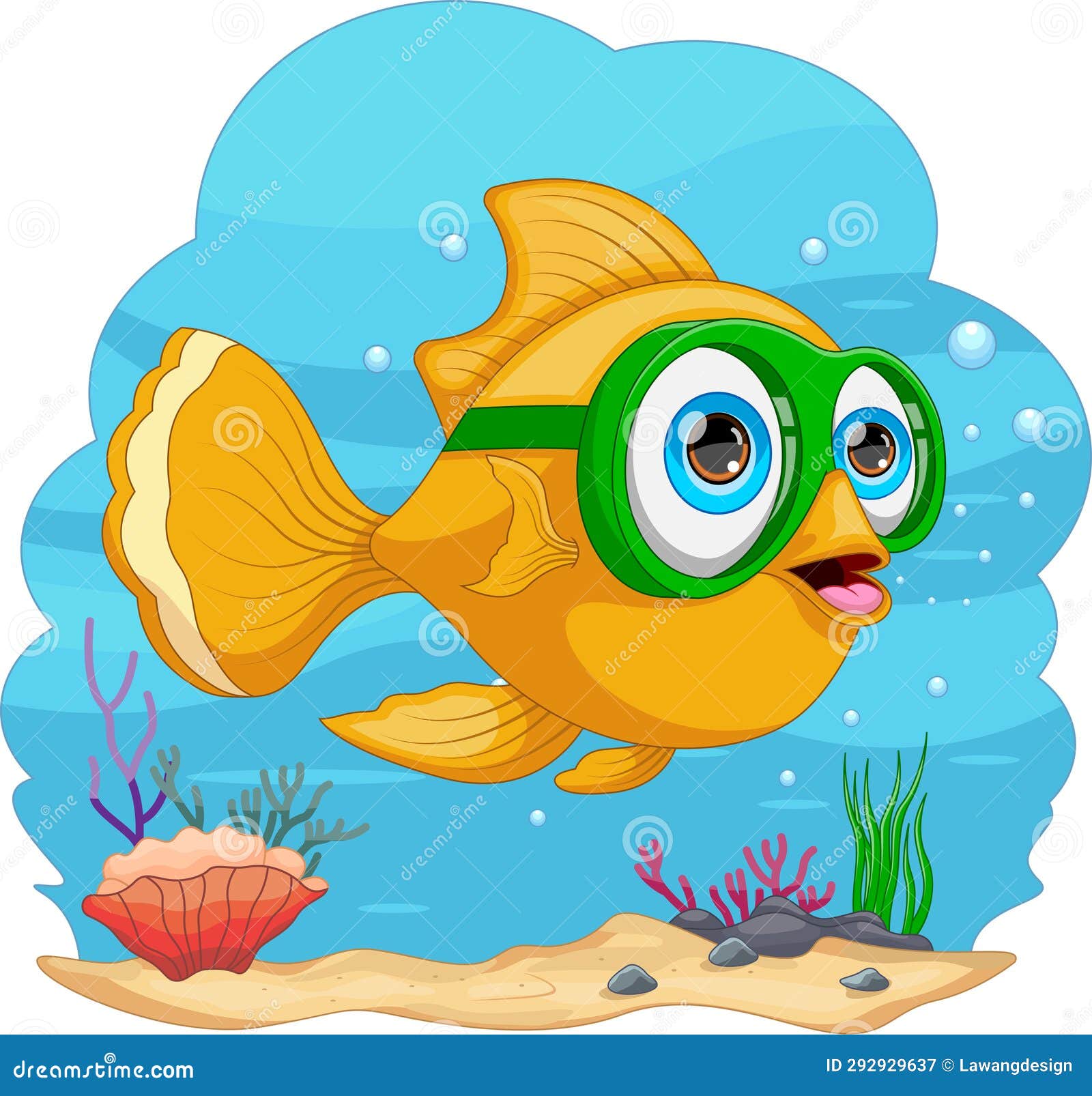 Cute Snorkeling Fish Cartoon Stock Illustration - Illustration of ...