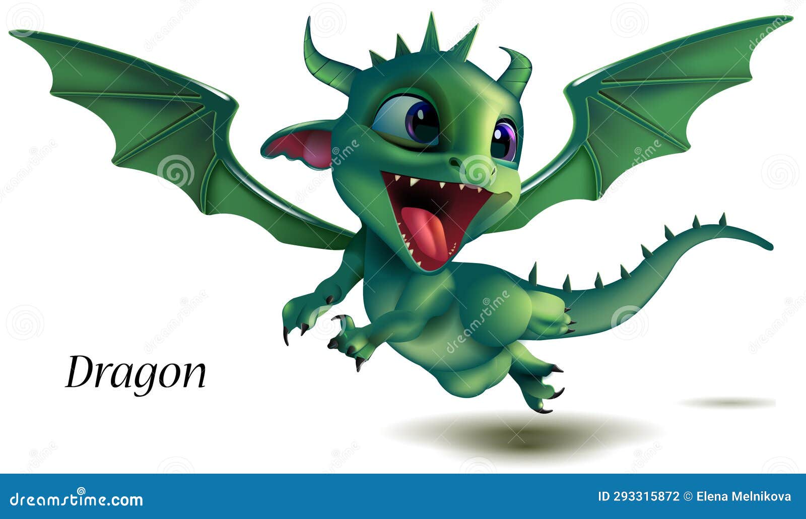 Little Green Dragon. Charming Symbol of the Year 2024 Stock Vector ...