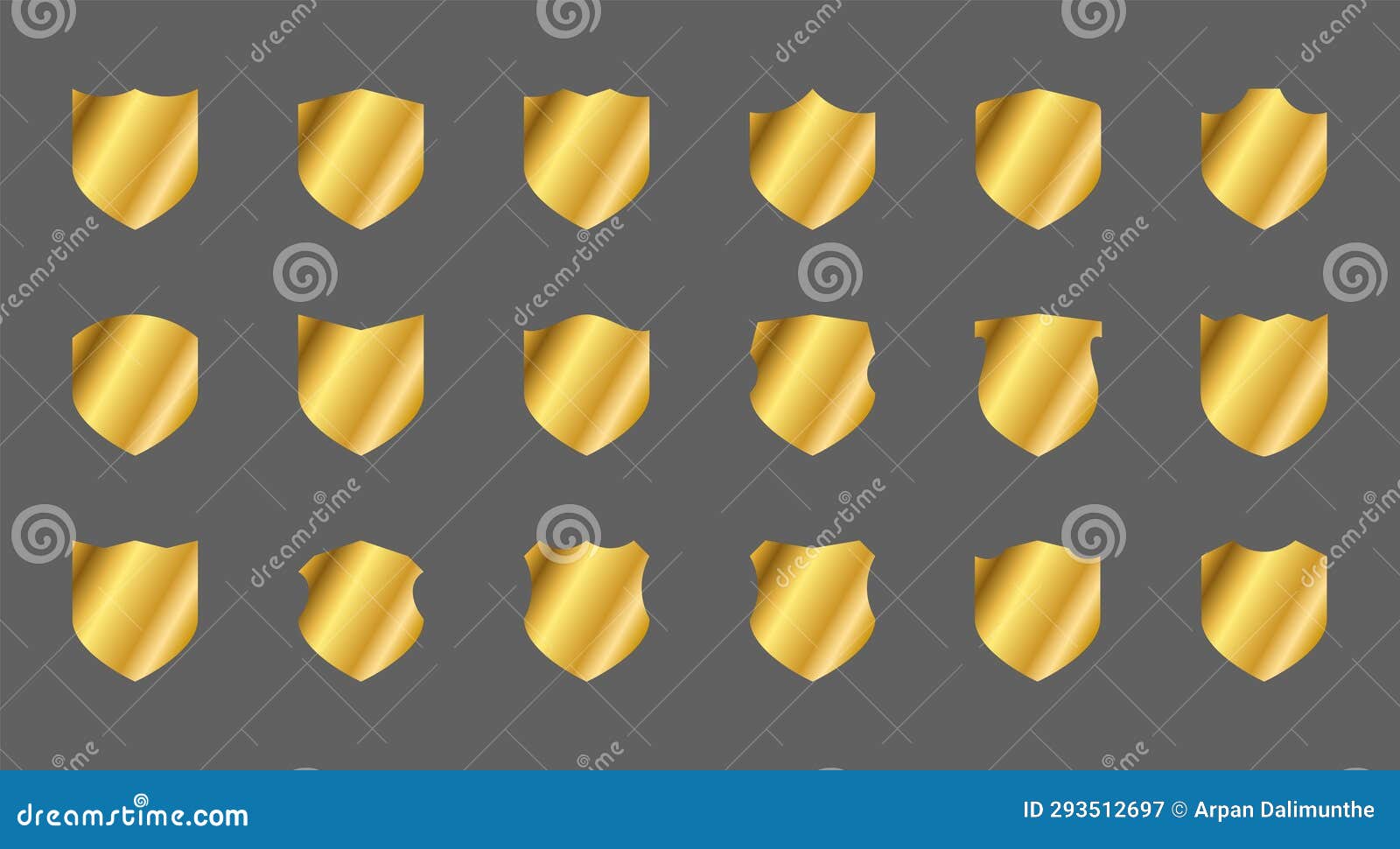 Gold shield icon stock vector. Illustration of symbol - 293512697