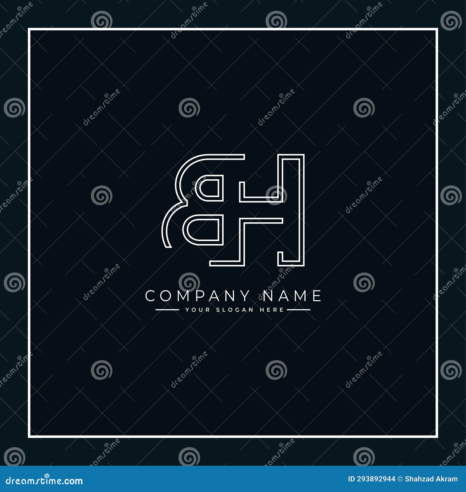 Creative Monogram for Initial Letter BH Logo - Alphabet B and H Minimal ...