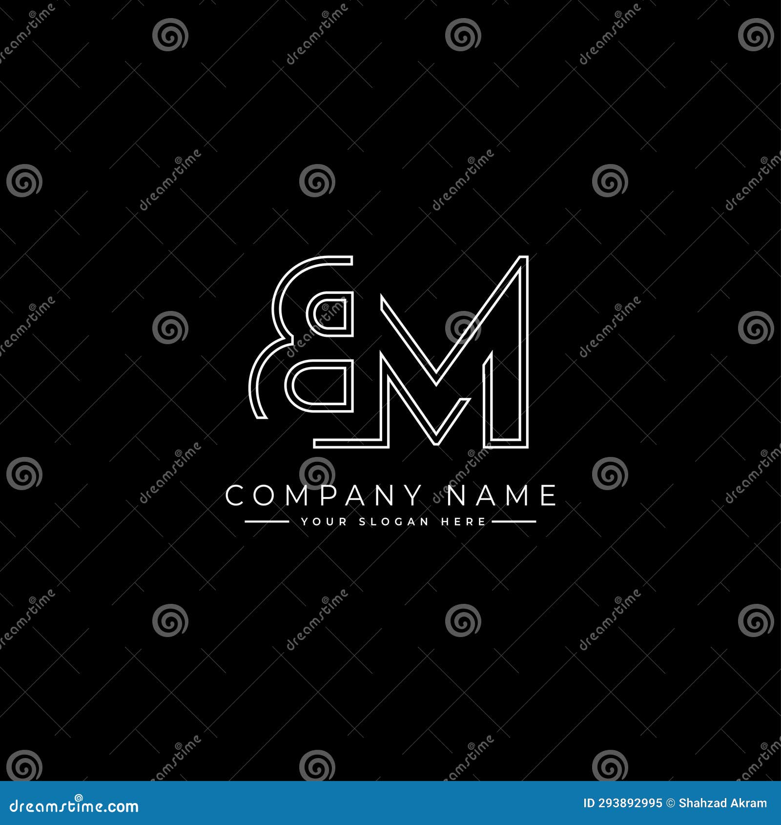 Creative Monogram for Initial Letter BM Logo - Alphabet B and M Minimal ...