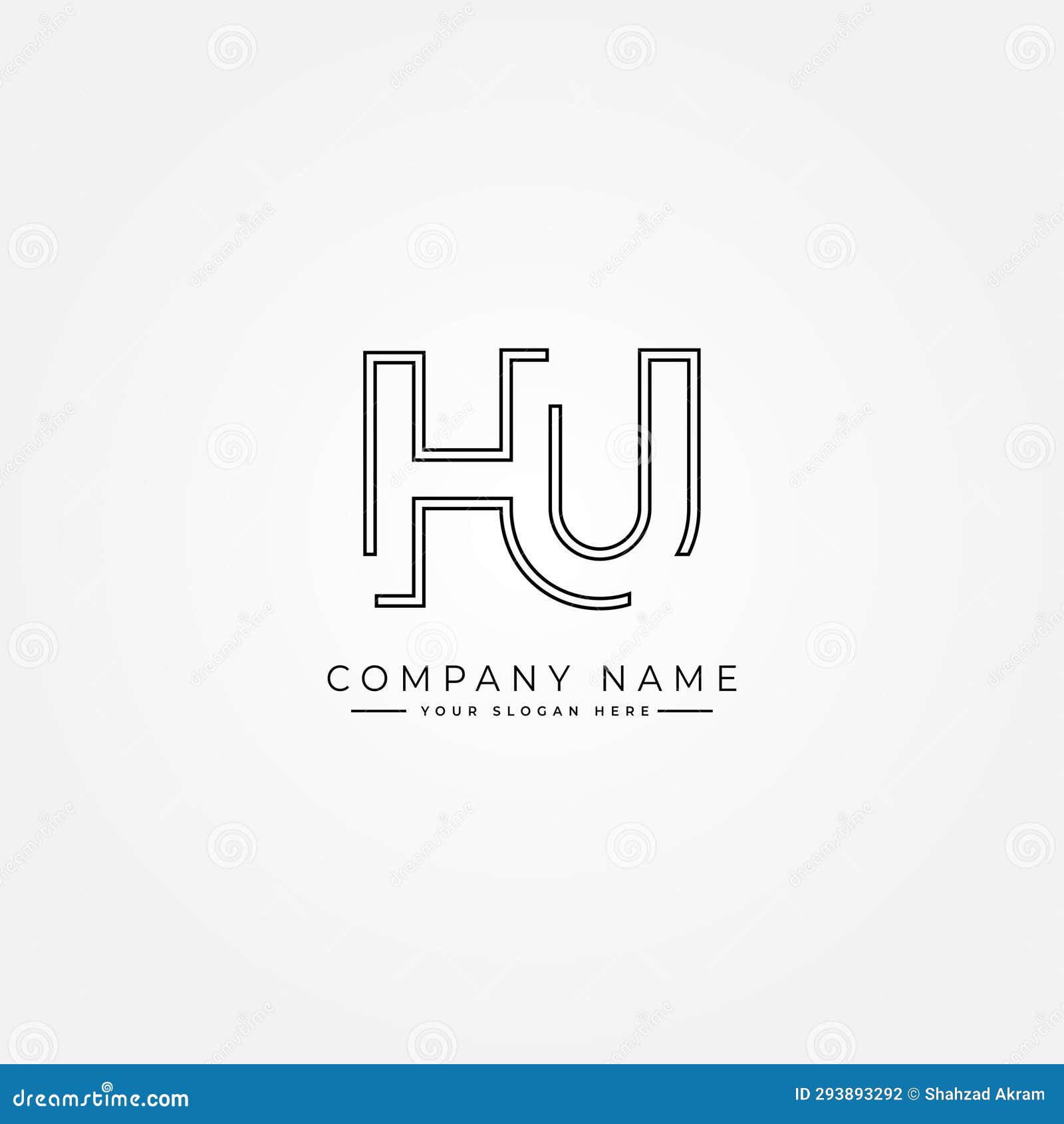 Creative Monogram for Initial Letter HU Logo - Alphabet H and U Minimal ...