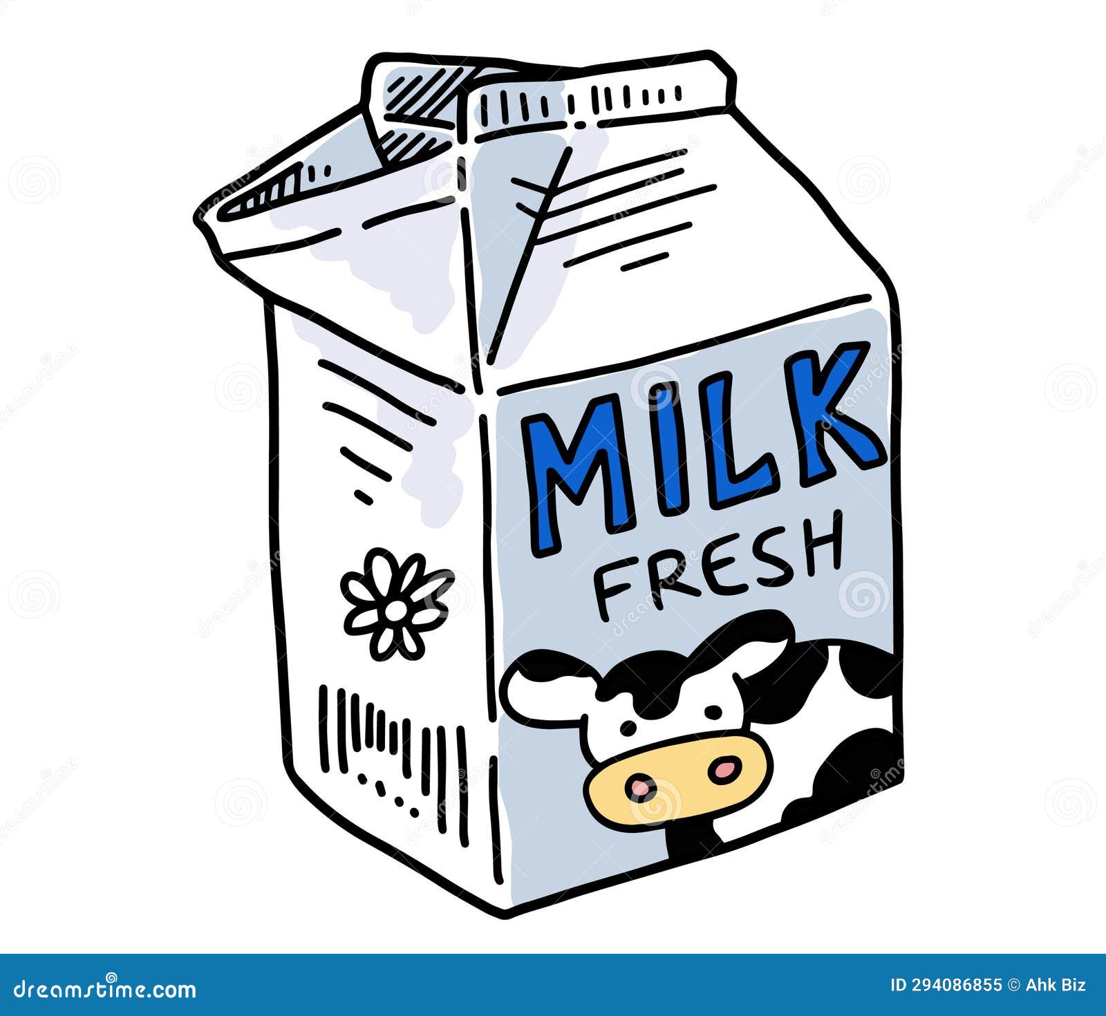 Vector Box of Milk Cartoon Doodle Lineart Stock Vector - Illustration ...