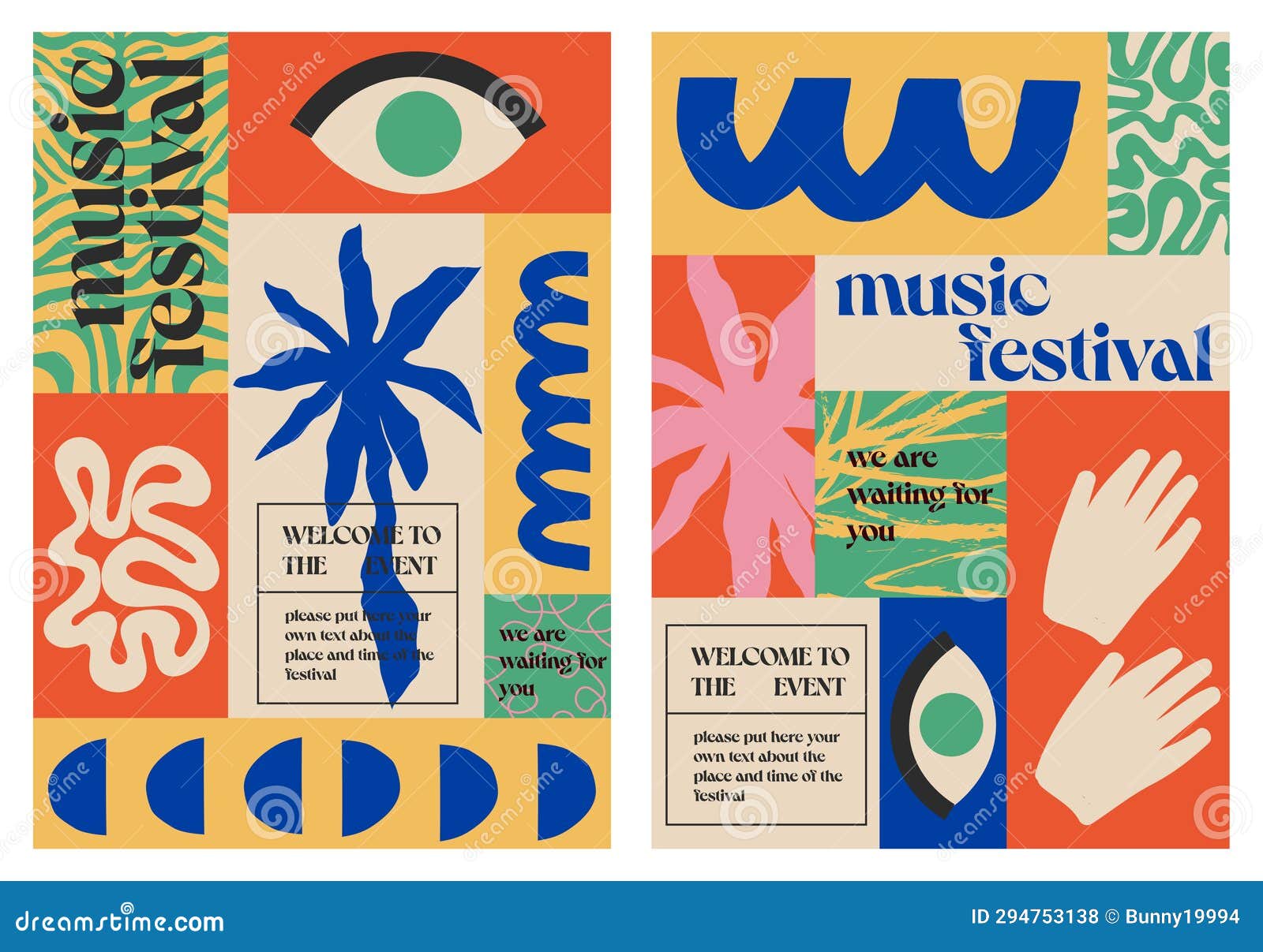 Abstract Posters for Art and Music Festivals. Vector Modern Backgrounds ...