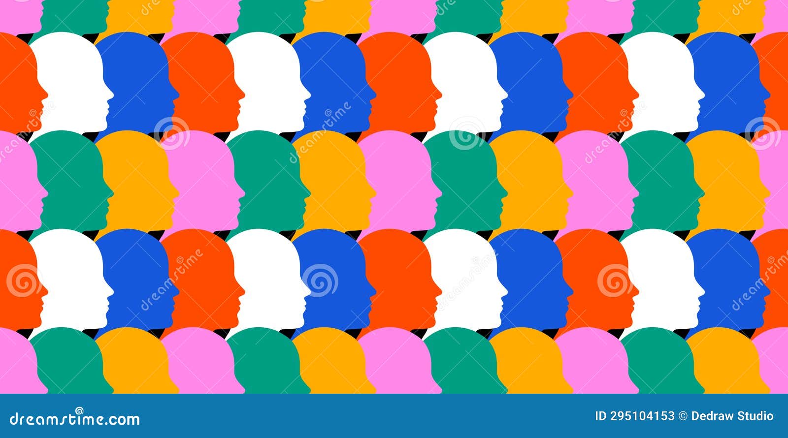 Colorful Diverse People Crowd Abstract Art Seamless Pattern Stock ...