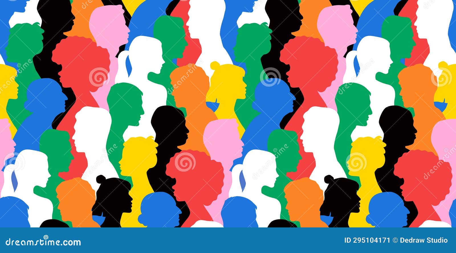 Colorful Diverse People Crowd Abstract Art Seamless Pattern Stock ...