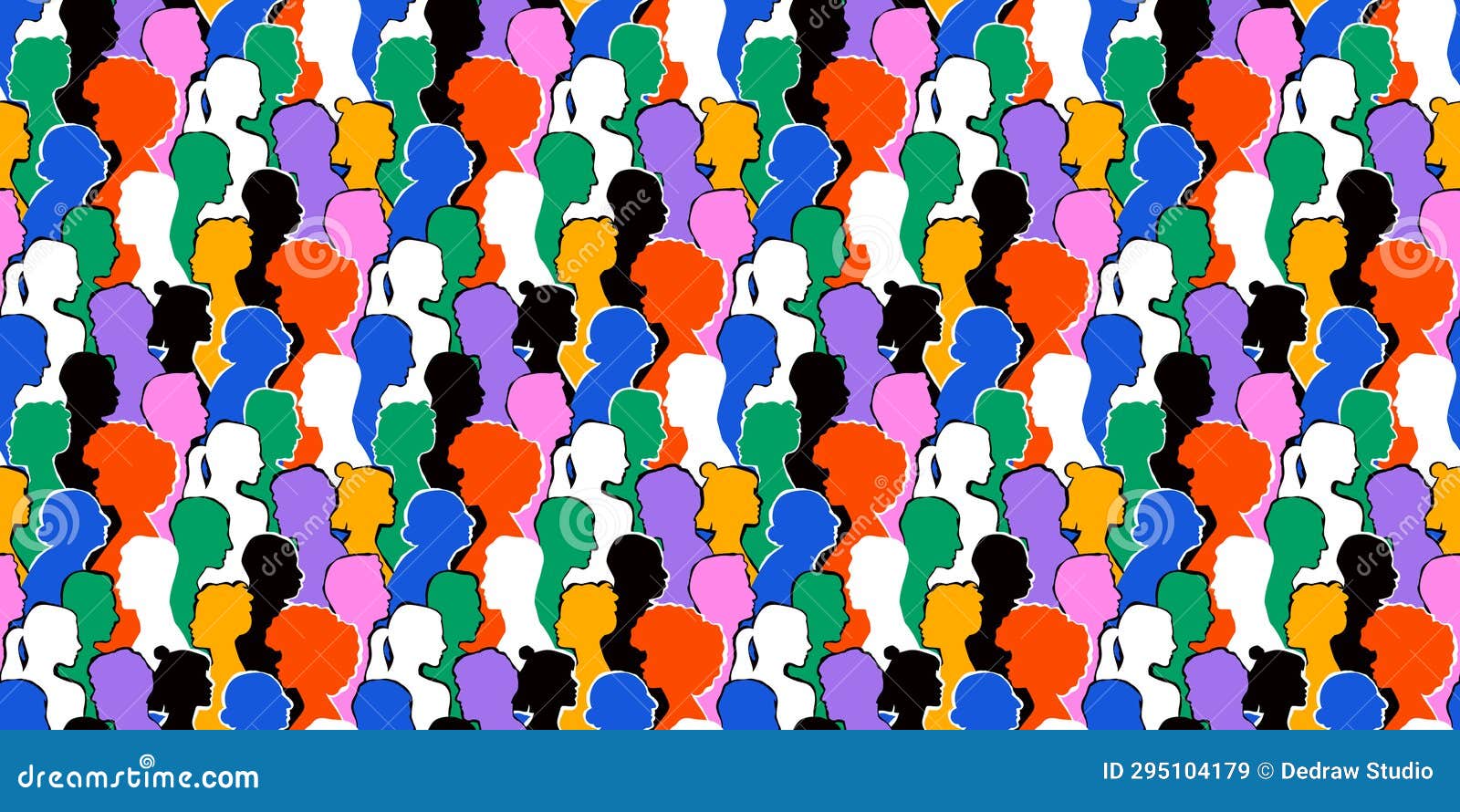 Colorful Diverse People Crowd Abstract Art Seamless Pattern Stock ...