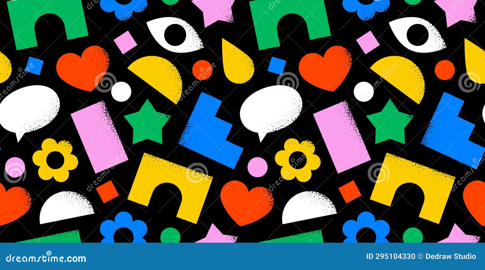 Fun Colorful Geometric Shape Seamless Pattern Stock Vector ...