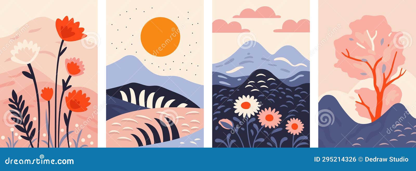 Set of Abstract Landscape Banner Collection Stock Vector - Illustration ...