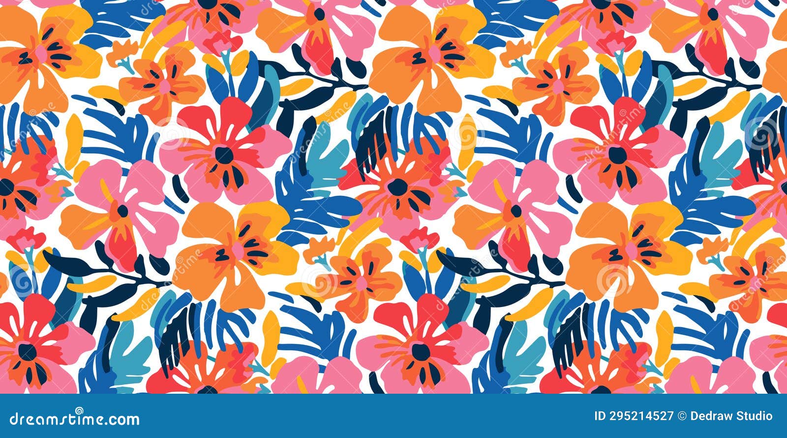 Colorful Tropical Summer Flower Seamless Pattern Stock Vector ...