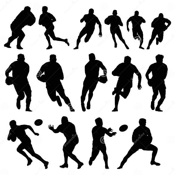 Set of Silhouette of Rugby in High Detailed Vector. Minimal Symbol ...
