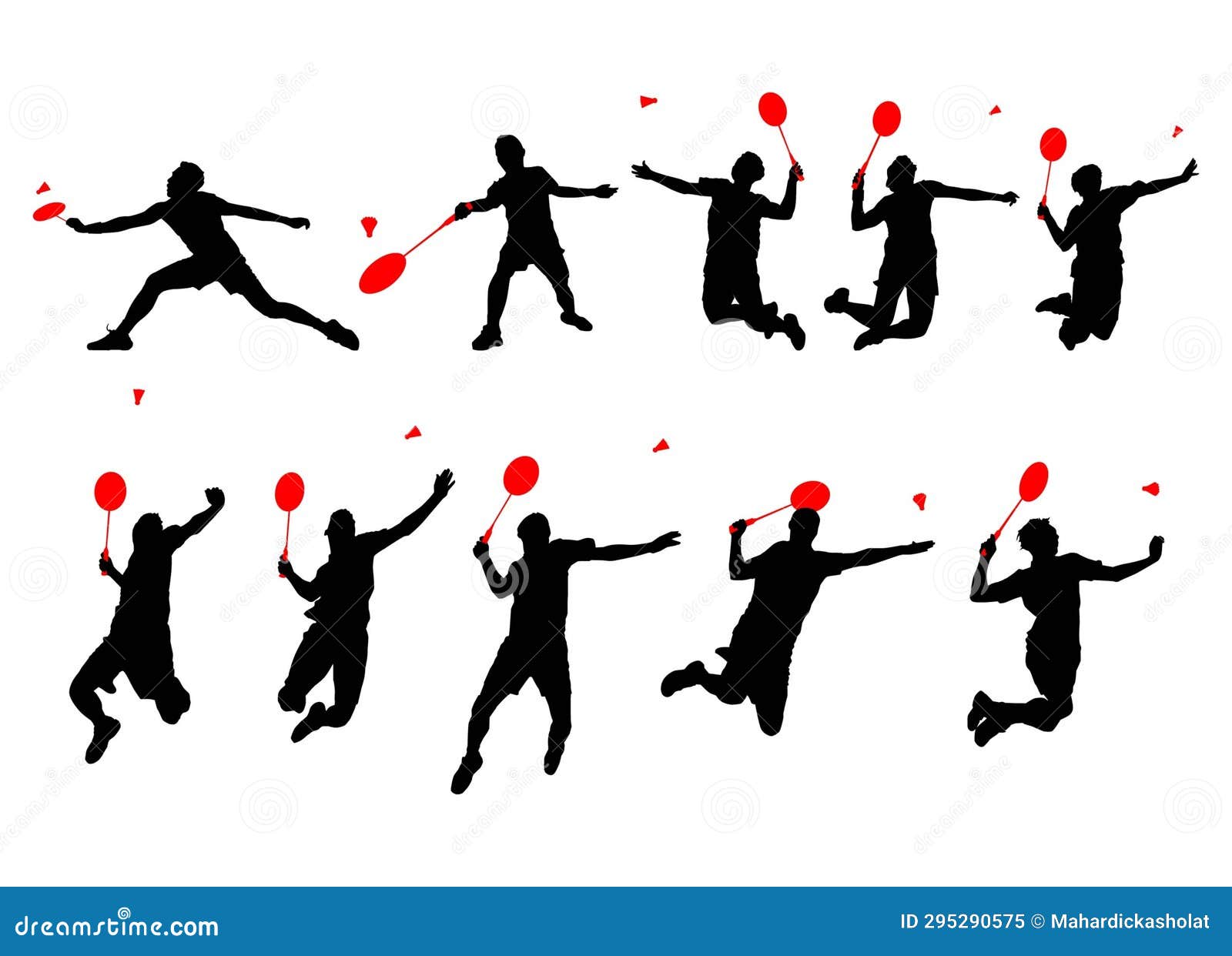 Set of Silhouette of Badminton Player in High Detailed Vector. Minimal ...