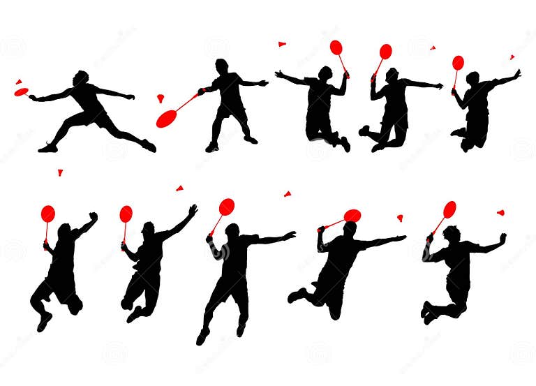 Set of Silhouette of Badminton Player in High Detailed Vector. Minimal ...