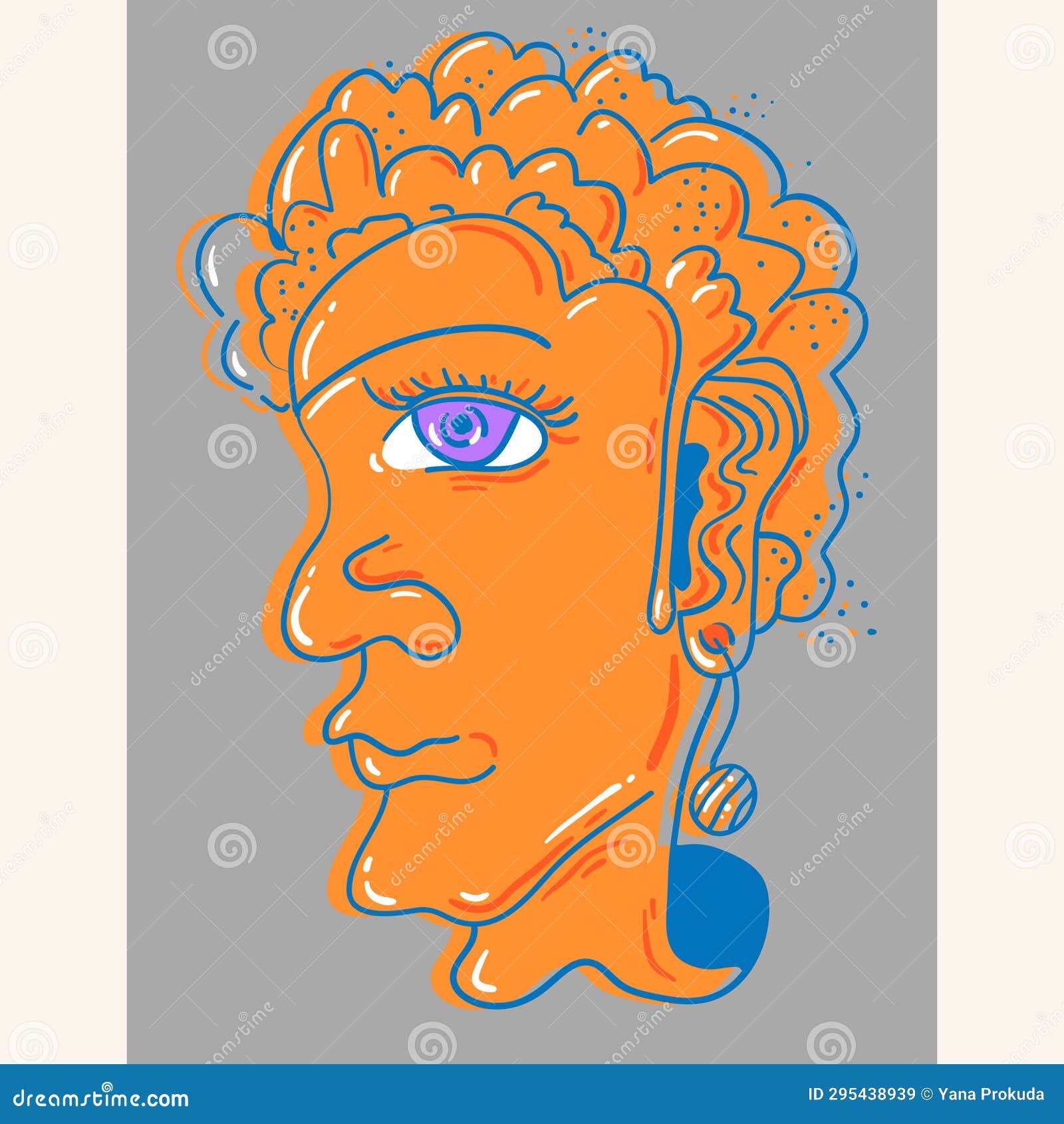 Psychedelic Unique Illustration with Human Spiritual Face Stock ...